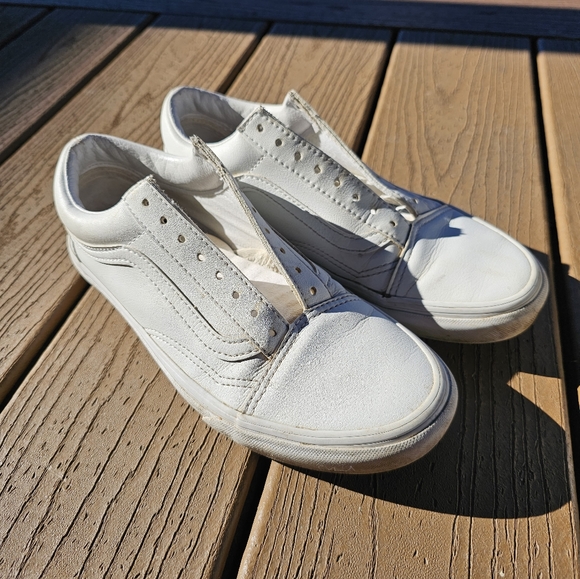 Vans | Shoes | Vans Old Skool White Leather Unisex Shoes | Poshmark
